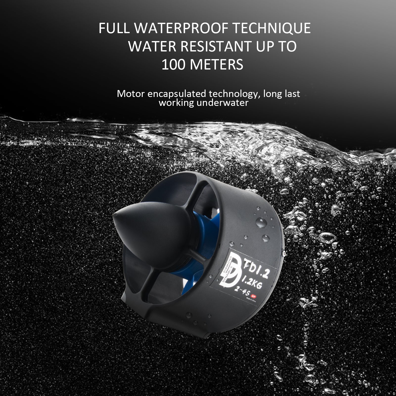 TD1.2 12-24V 312W 100M Underwater Thruster without ESC For Kayaks ROVs ...