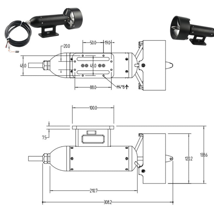 TD30E 30KG 1900W Easy Mounted Underwater Thruster for Kayak fishing ...