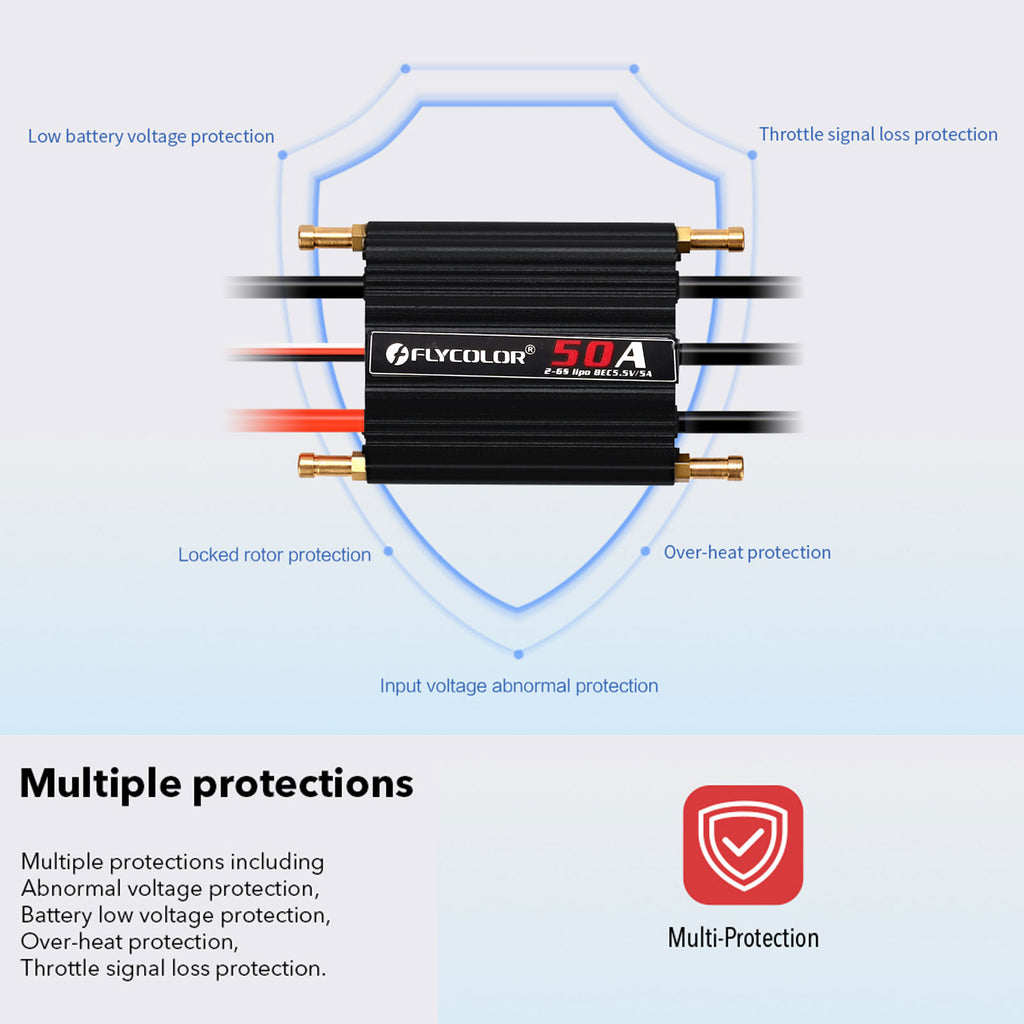 Flycolor 50A Electronic Speed Controller Waterproof Brushless ESC | Ho ...